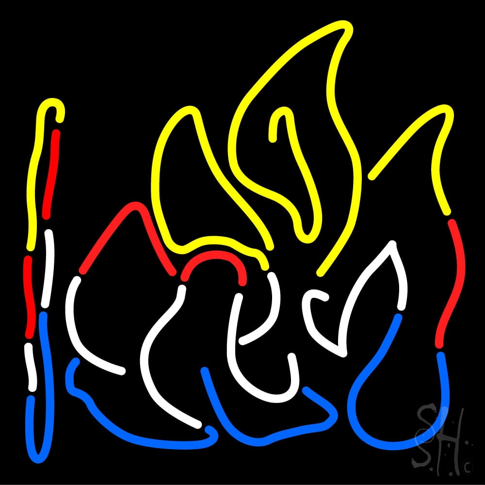Bonfire LED Neon Sign 24 x 24 - inches, Black Square Cut Acrylic ...