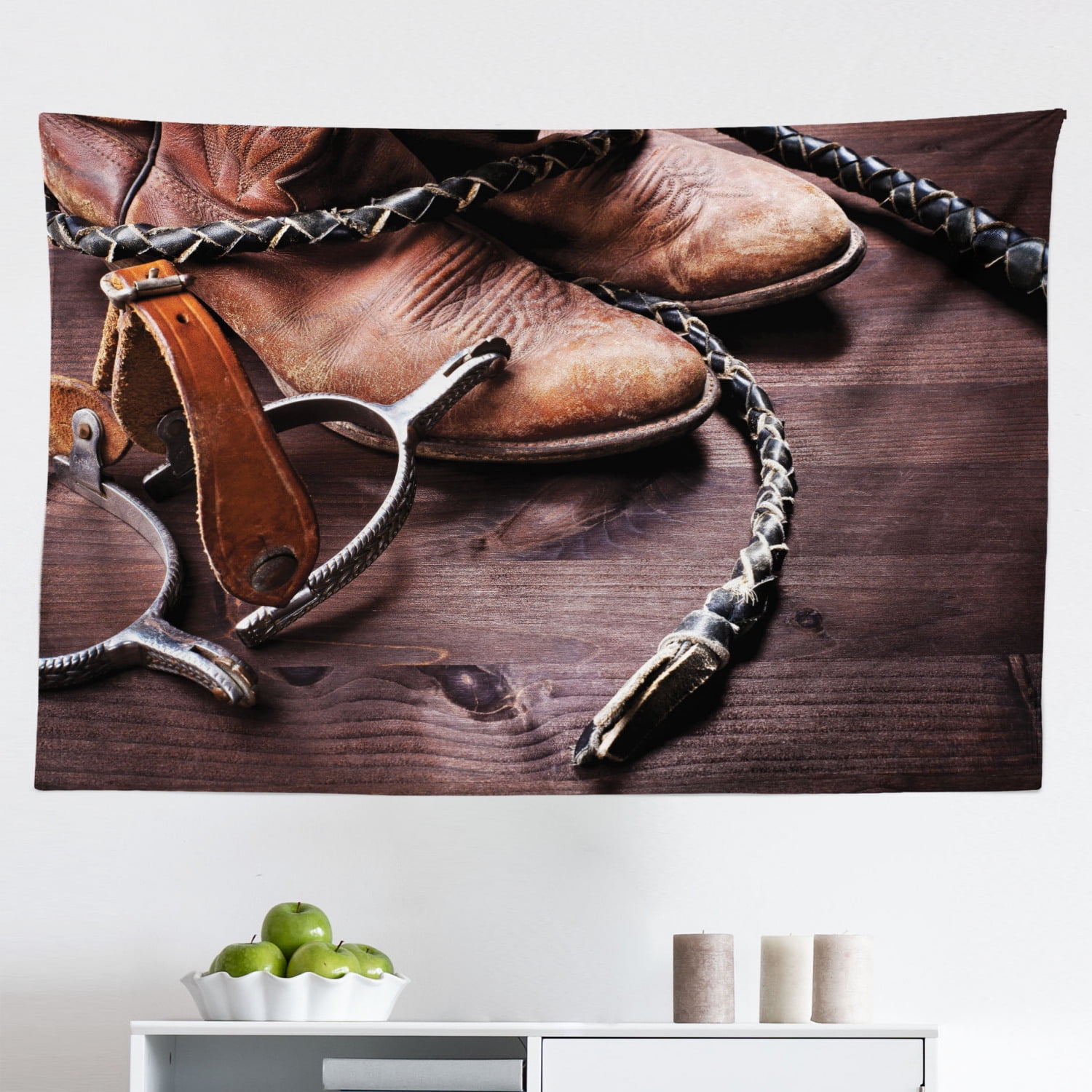 Western Tapestry, American Style Cowboy Wild West Culture Sports Team ...