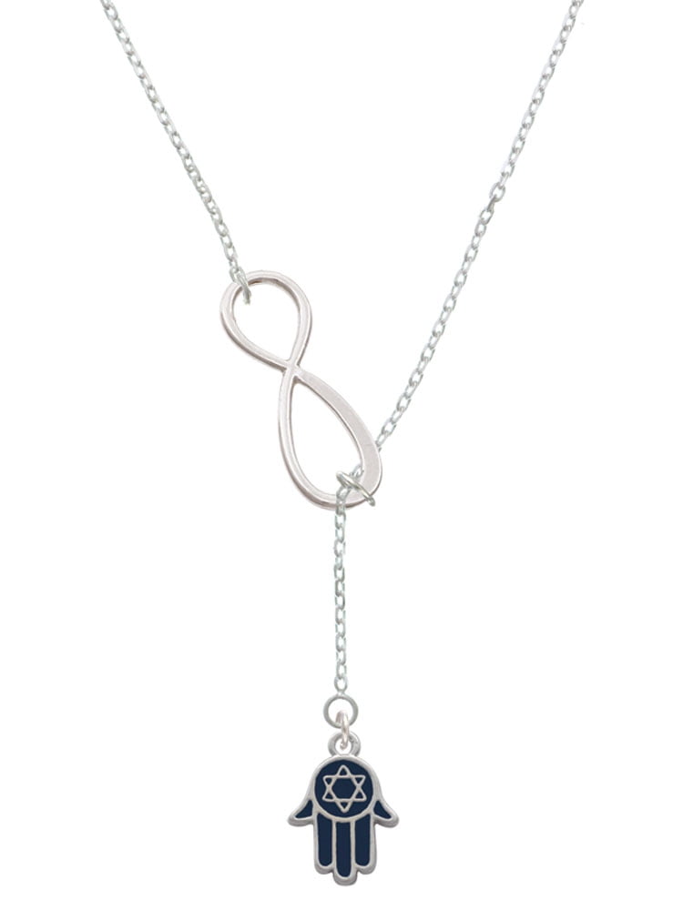 Delight Jewelry Silvertone Blue Hamsa Hand with Star of David Silver ...
