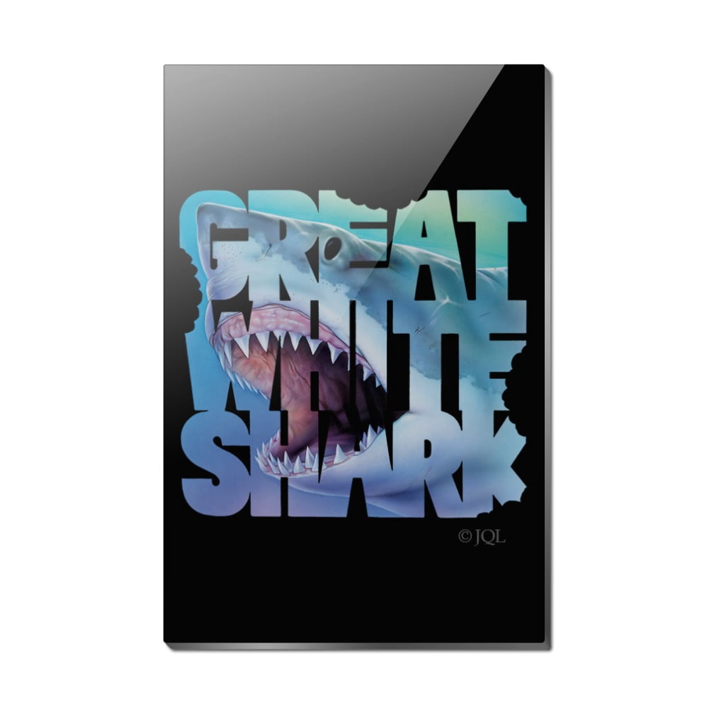 Great White Shark Bites Scuba Diving Rectangle Acrylic Fridge ...
