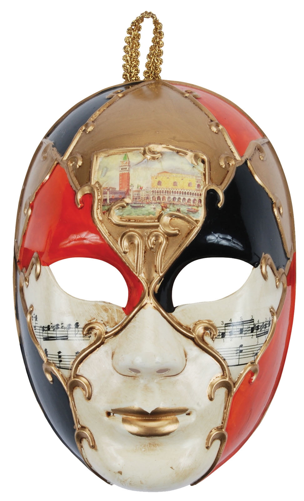 Loftus Music Notes Masquerade Face Venetian Mask, Orange Gold, One Size ...