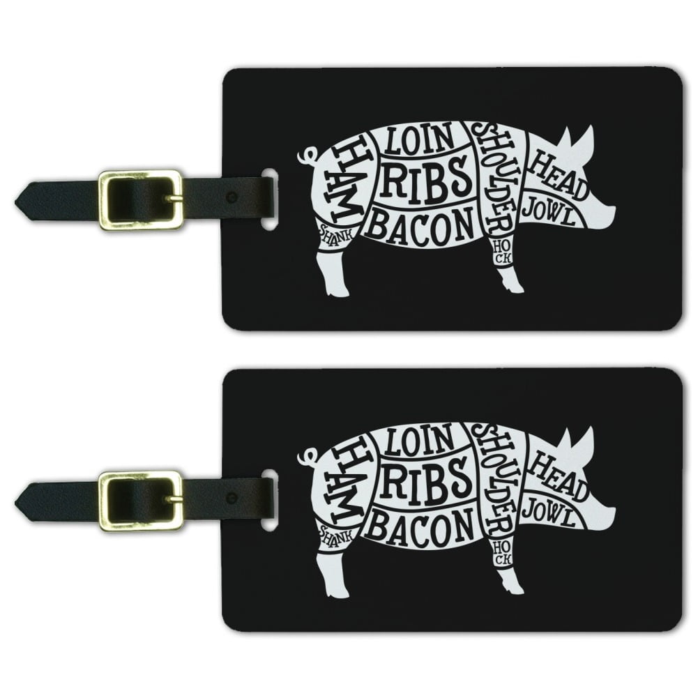 Pork Pig Parts Illustration Bacon Luggage ID Tags Suitcase Carry-On ...
