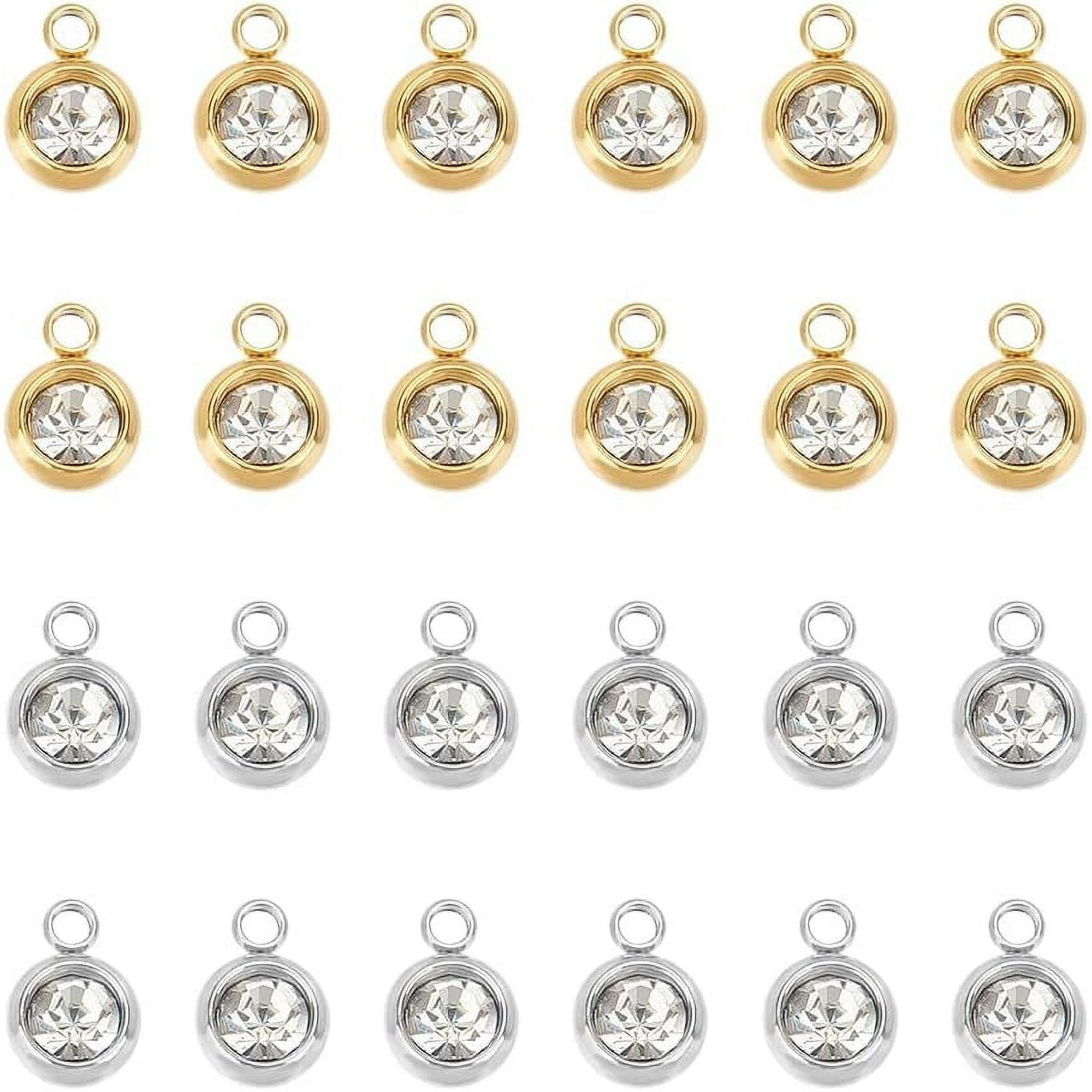 Nobrand Rhinestone Charm Stainless Steel Link Charms Charm Glass Connector Charms Diamond Connectors Birthstone Charms Metal Linking Charm For Jewelry