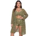 ANFUZAI Plus Size 3 Piece Swimsuit, Geometric Print Bikini Set with ...