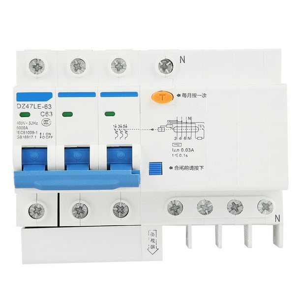 DZ47LE‑63 3p N C63 RCCB Residual Current Circuit Breaker 230V 63A 30mA - Walmart.ca