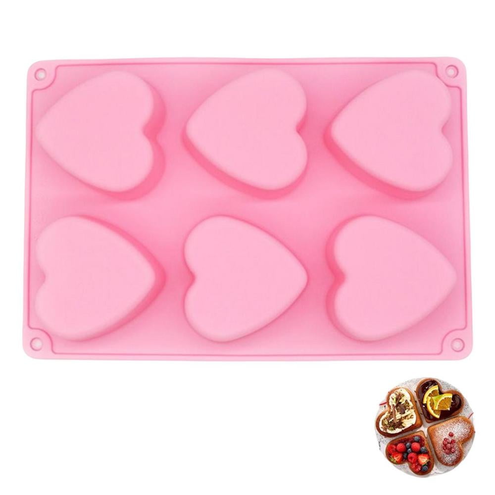 Tohuu Silicone Heart Molds 6-Cavity Large Cake Mould Silicone Reusable ...