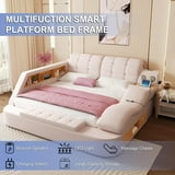 Queen Size Multifunctional Bed Frame, Upholstered Storage Platform with ...