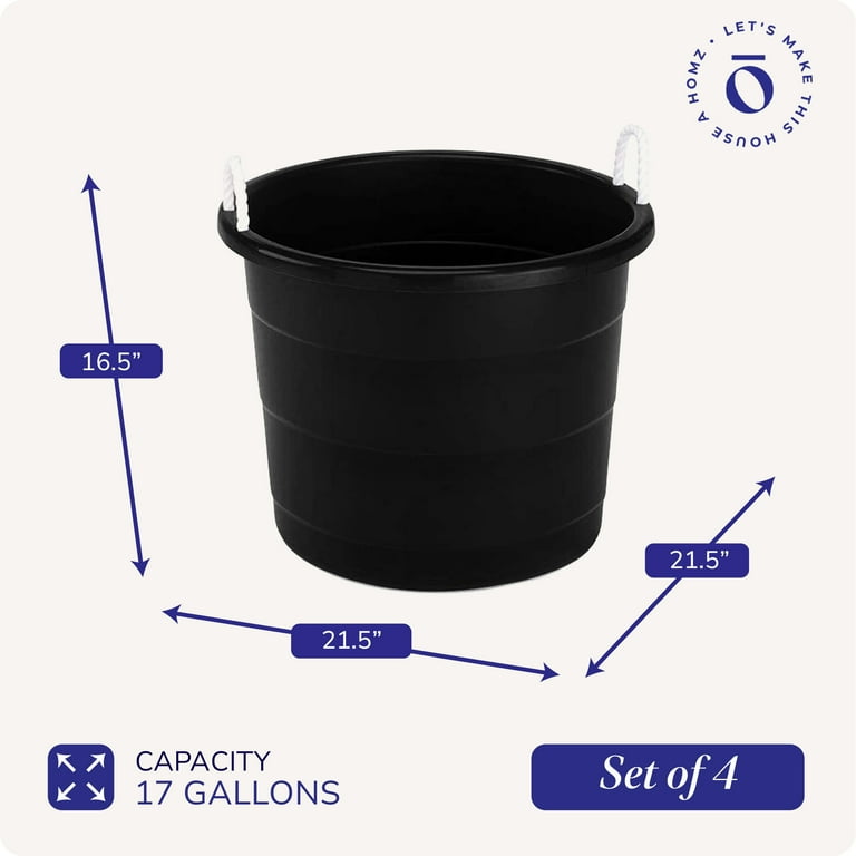 Homz Large Plastic Round Bin, 17 Gallon Heavy Duty Utility Homz Large Plastic Round Bin, 17 Gallon Heavy Duty Utility