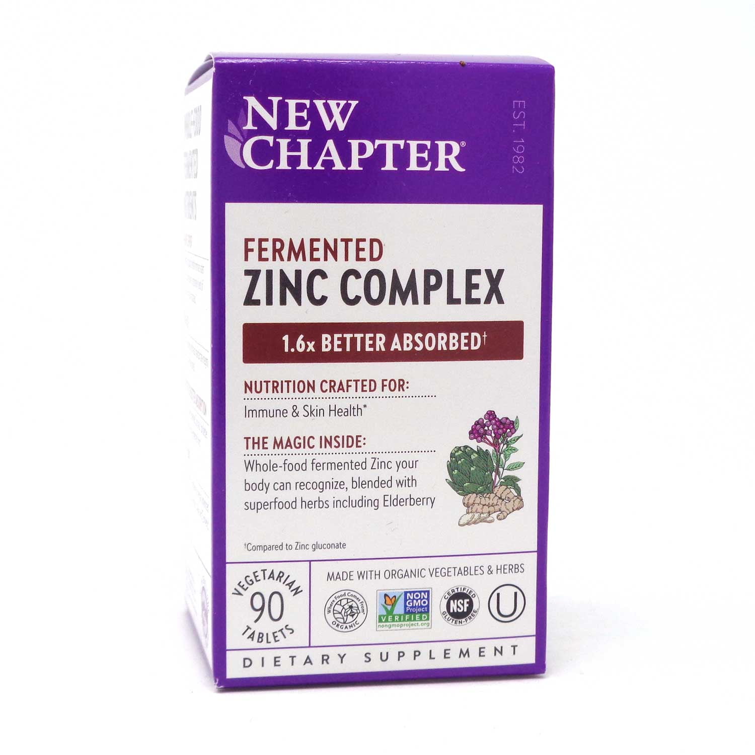 New Chapter Fermented Zinc Complex - 90 Veg Tablets - Walmart.com