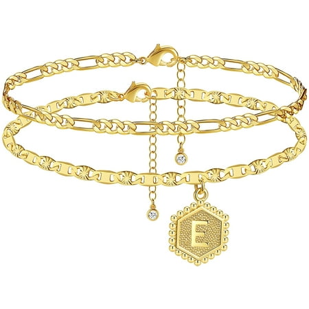 Wowshow Ankle Bracelets for Women,Gold Anklets 14K Real Gold Plated ...