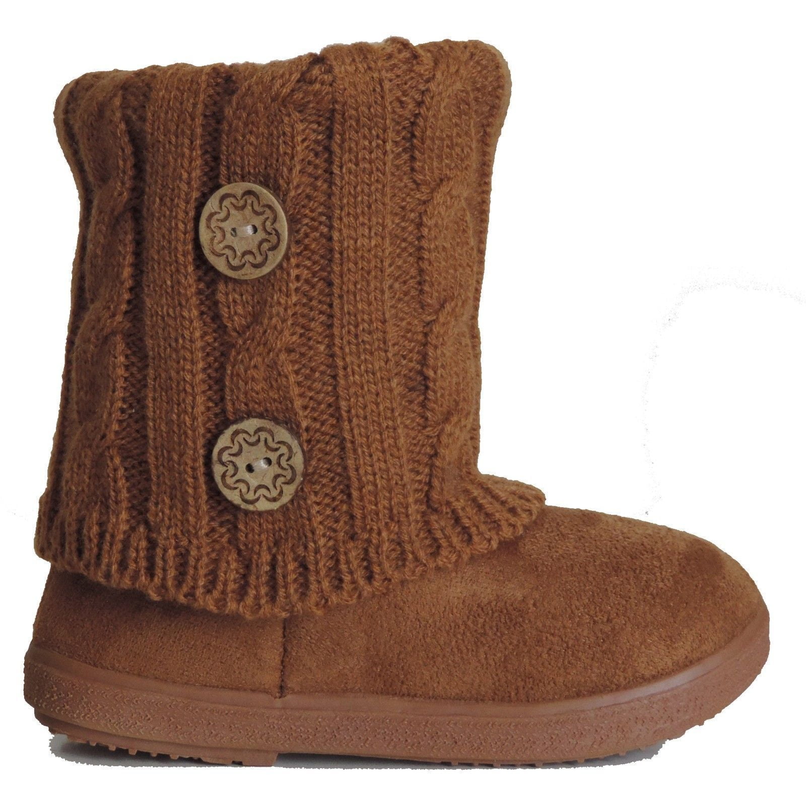 New Girls Toddlers Kids Slouch Comf Midcalf Suede Button Boots Shoes ...