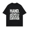 Black T Shirt Hand Foot And Mouth Disease Survivor Print For Casual ...