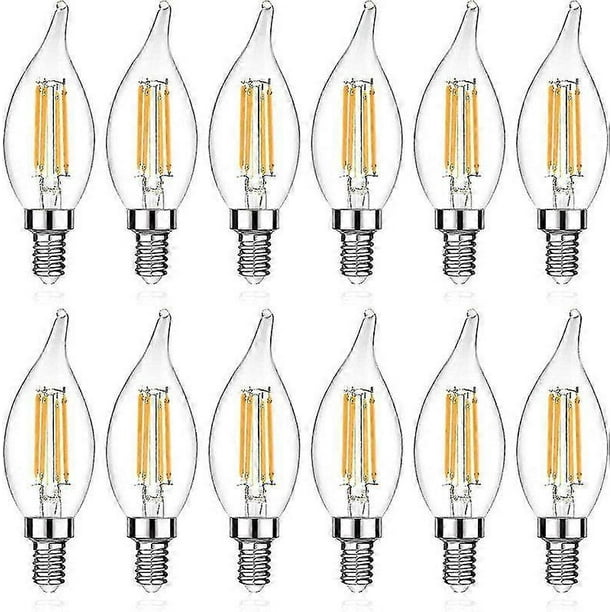 E12 Candelabra Led Light Bulb, Flame Tip Decorative Led Filament Candle ...
