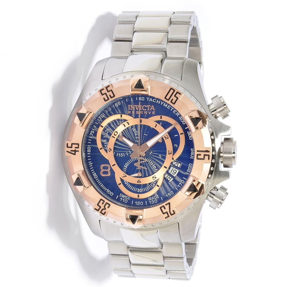 Invicta 10999 Men's Reserve Excursion Rose Gold Tone Bezel Blue Dial ...