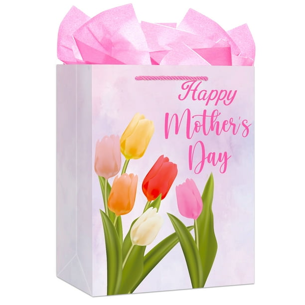 WhatSign Happy Mothers Day Gift Bags with Tissue Paper 11.5" Mothers ...