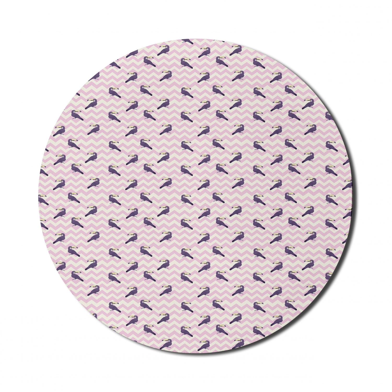 Exotic Mouse Pad for Computers, Modern Illustration with Tropical Toucan Birds on Chevrons ...