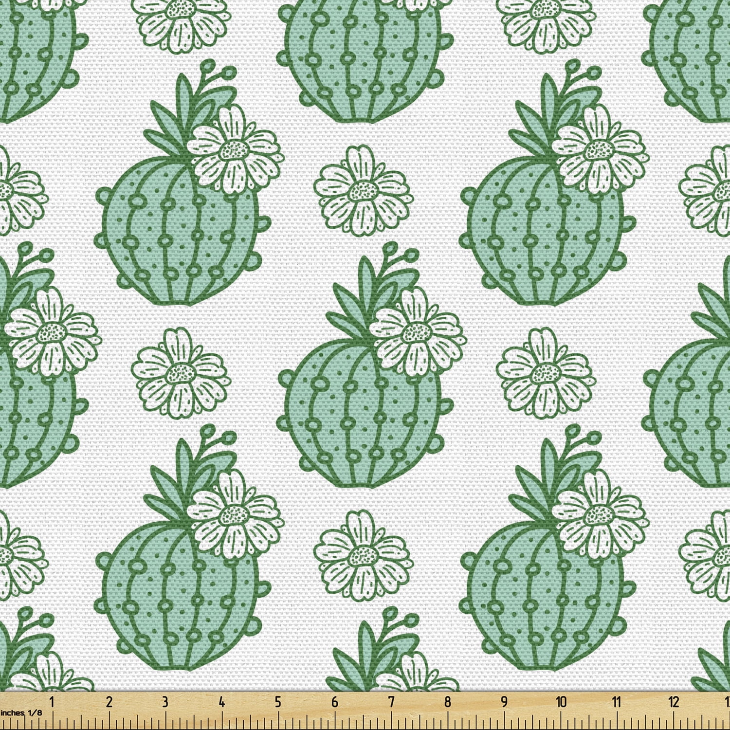 Cactus Fabric by the Yard Upholstery, Continuous Hand Drawn Motif of ...
