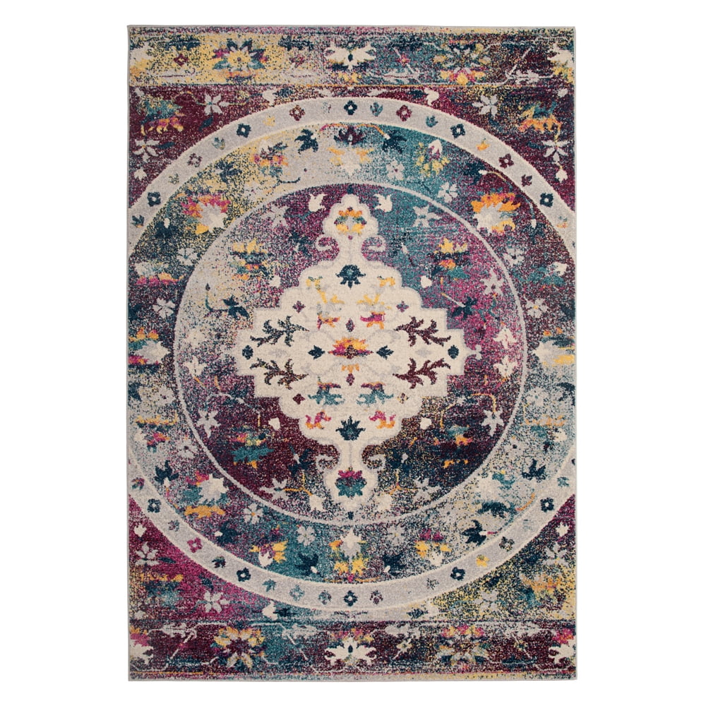LR Home Gypsy Grey & Purple 8x10 Galaxy Star Floral Medallion Area Rug ...