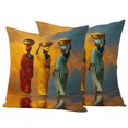 African American Woman Outdoor Waterproof Throw Pillow Covers 16x16 Set ...