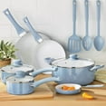 Mainstays 12-Piece Ceramic Non-Stick Cookware Set, Blue Linen - Walmart.com