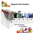 Evelots 6-Pack White Magazine File Holder Organizer with Labels ...