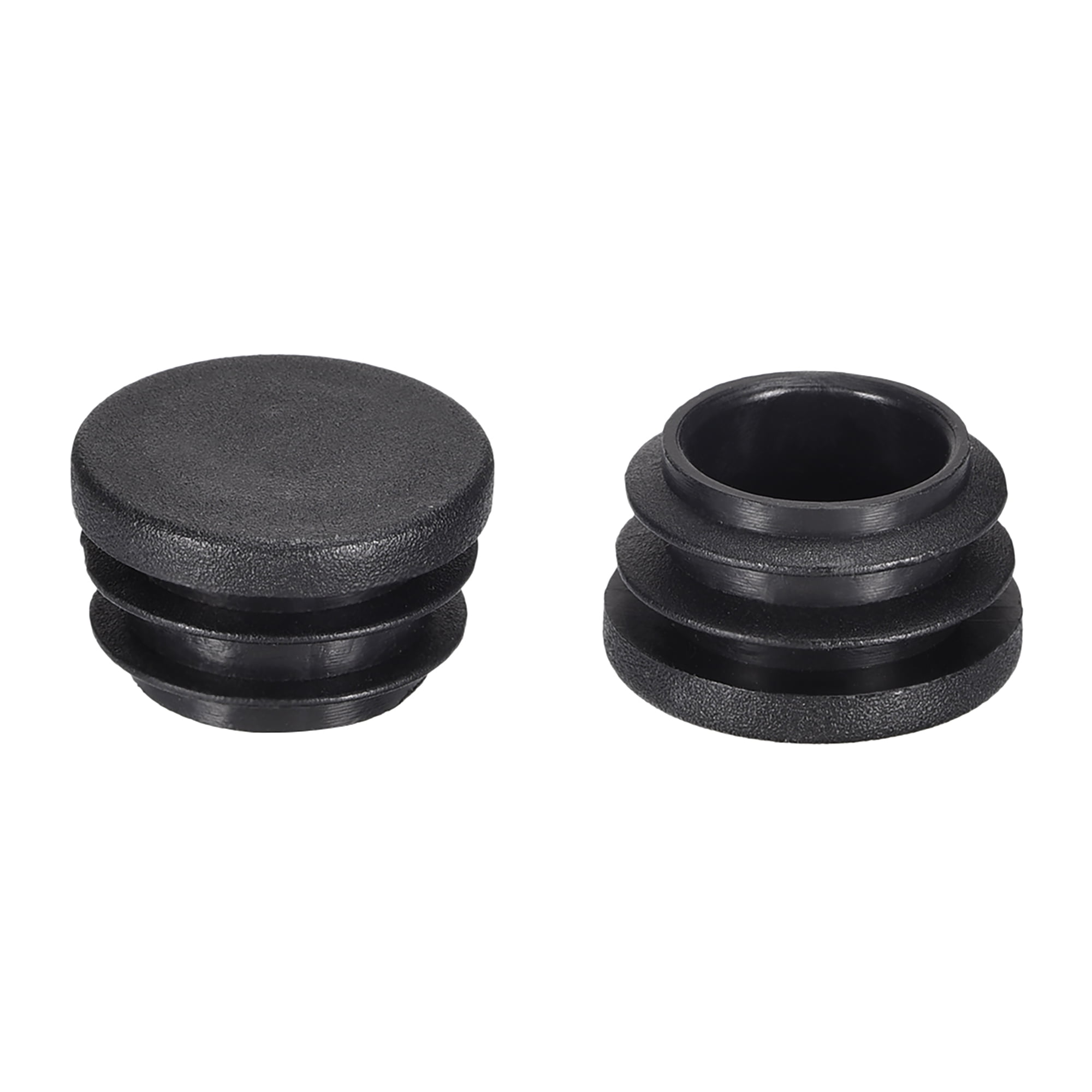 0.87" Round Black PE Tubing End Cap Steel Furniture Pipe Tube Covers ...