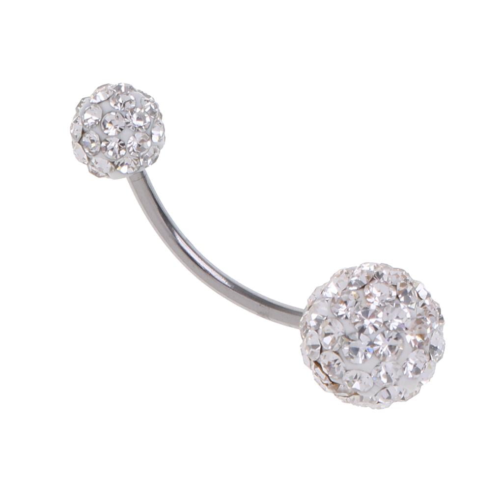 Lady Flexible Crystal Ball Navel Belly Button - White - Walmart.com