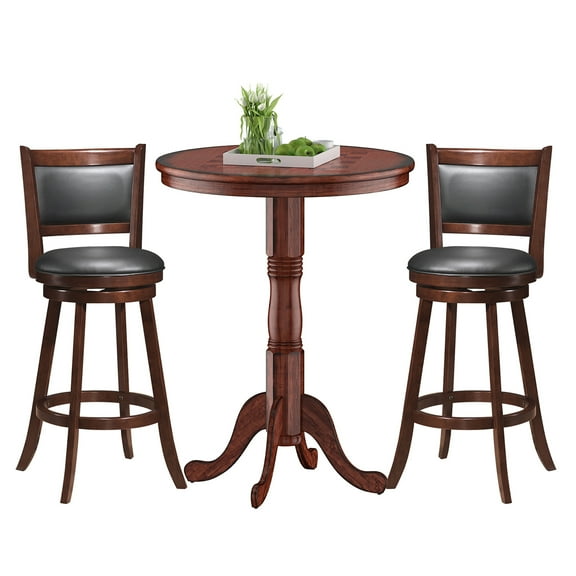 47.2" Bar Table Set of 2,Faux Marble Pub Height Table and Chairs Set of ...