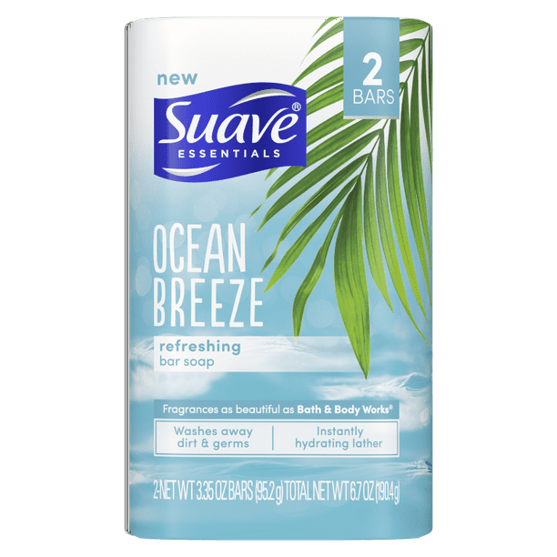 Suave Essentials Ocean Breeze Refreshing Bar Soap -2 Bar - Walmart.com