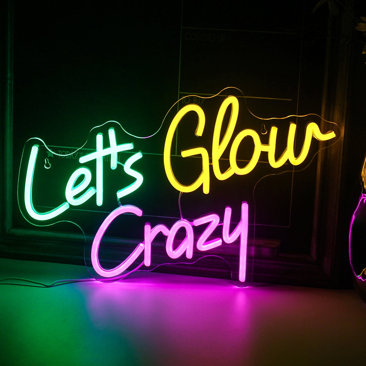 WX&YH Let's Glow Crazy LED Neon Light Signs USB Power for Home Bar ...