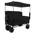 Black Steel Folding Wagon Cart with Bench Seat & Canopy - 500 lbs ...