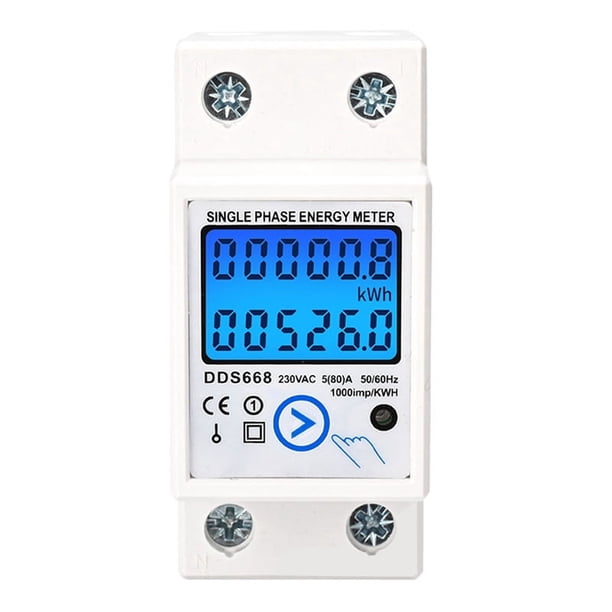 Medidor de energía monofásico digital con reinicio a cero y riel DIN ...