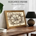 Compass Wings Floral Gear Vintage Gold Framed Wall Art Decor Retro ...