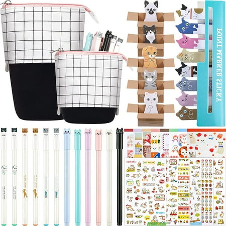 417 Pieces Cute Cat Stationery Set Cat Transformer Stand Pencil Pouch ...