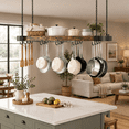 Rustic Brown and Black 39.4''L x 13''W x 2.4''H Hanging Pot Rack ...