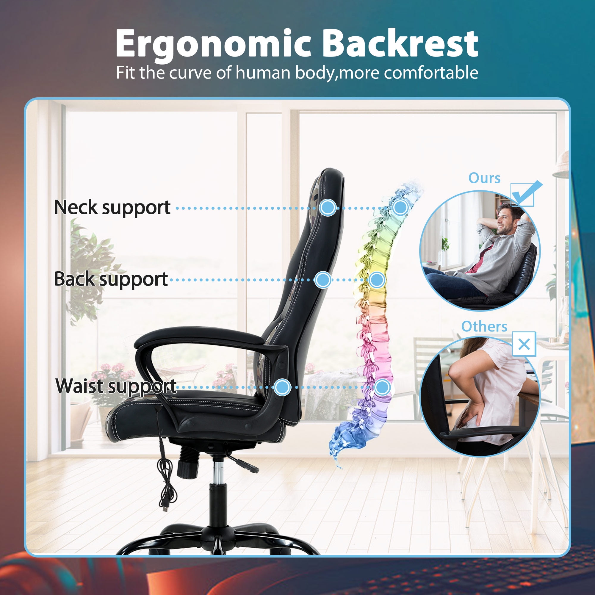 Buy YRLLENSDAN Massage Gaming Chair for Adults, PU Leather Adjustable ...