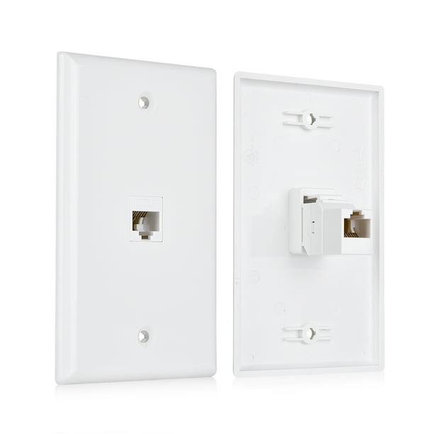 Cable Matters 2-Pack 1-Port Keystone Jack Wall Plate with Cat6 RJ45 ...