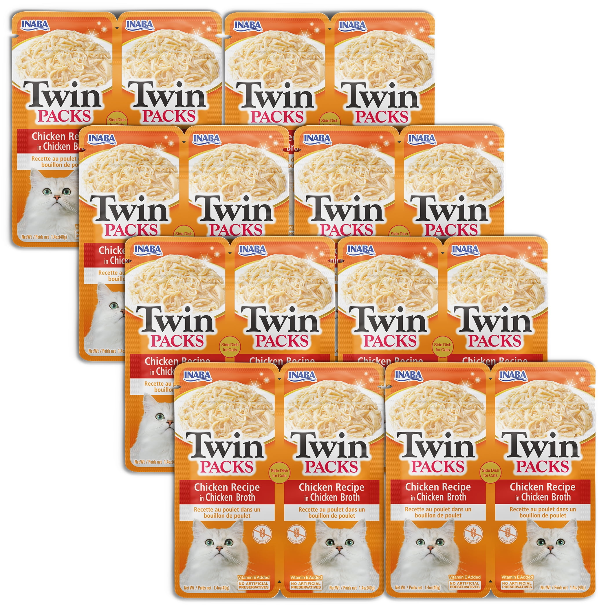 INABA Twin Packs for Cats, Chicken/Gelée Topper, 1.4 oz/srv, 16 srvs ...
