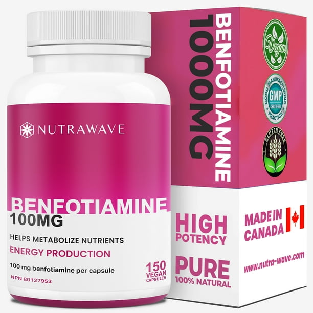 Nutrawave Benfotiamine 100 mg, High Potency Vitamin B1 Supplement for Nerve Support and Energy ...