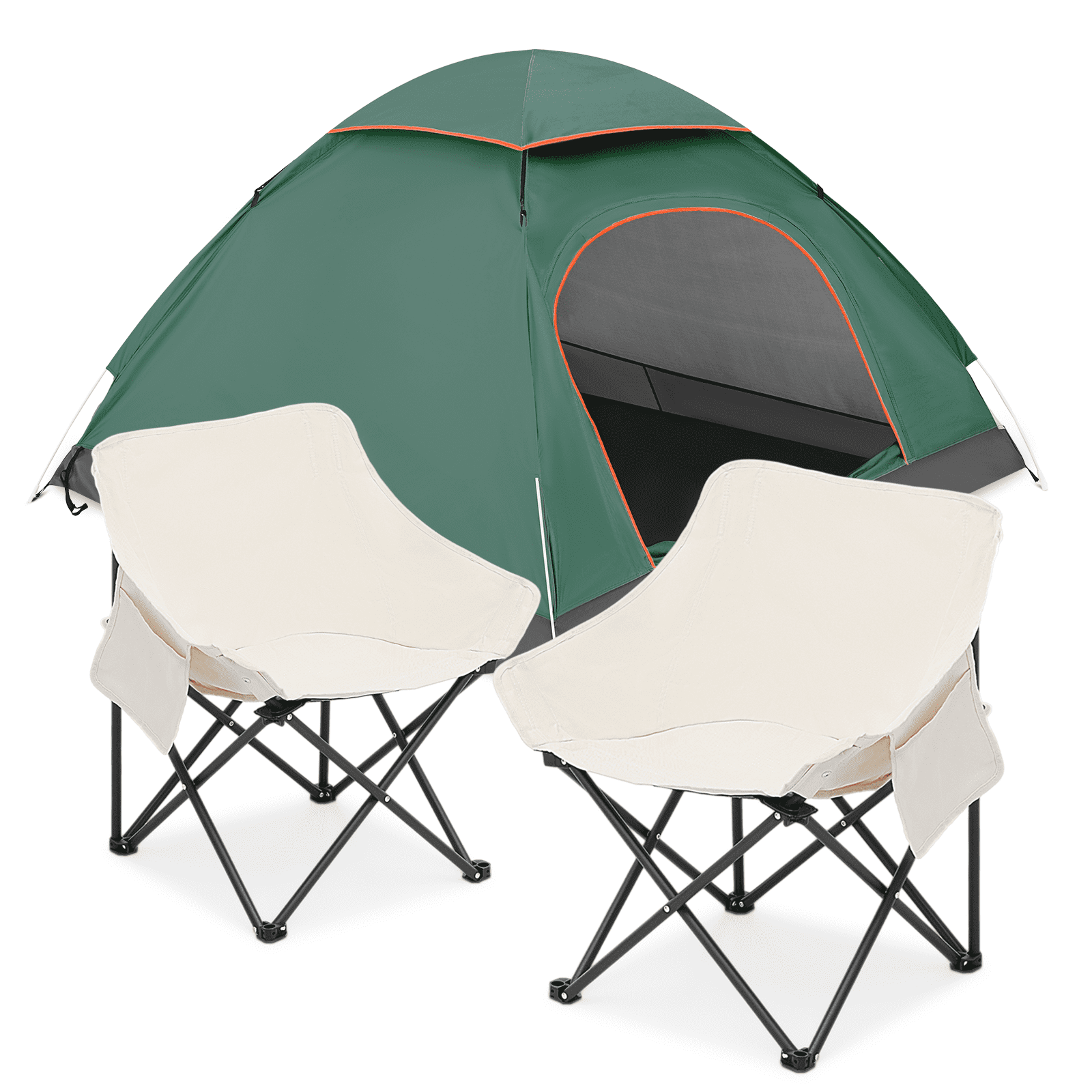 MADOG Set of 3 Camping Tent + Chairs, 2 Person Dome Tent with 2 Folding ...