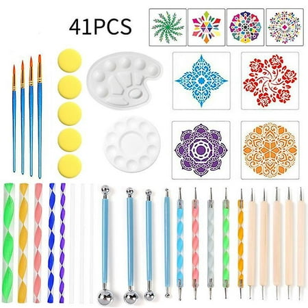 41 Pcs Dot Painting Tools Kit Mandala Dotting Tools Mandala Stencil ...