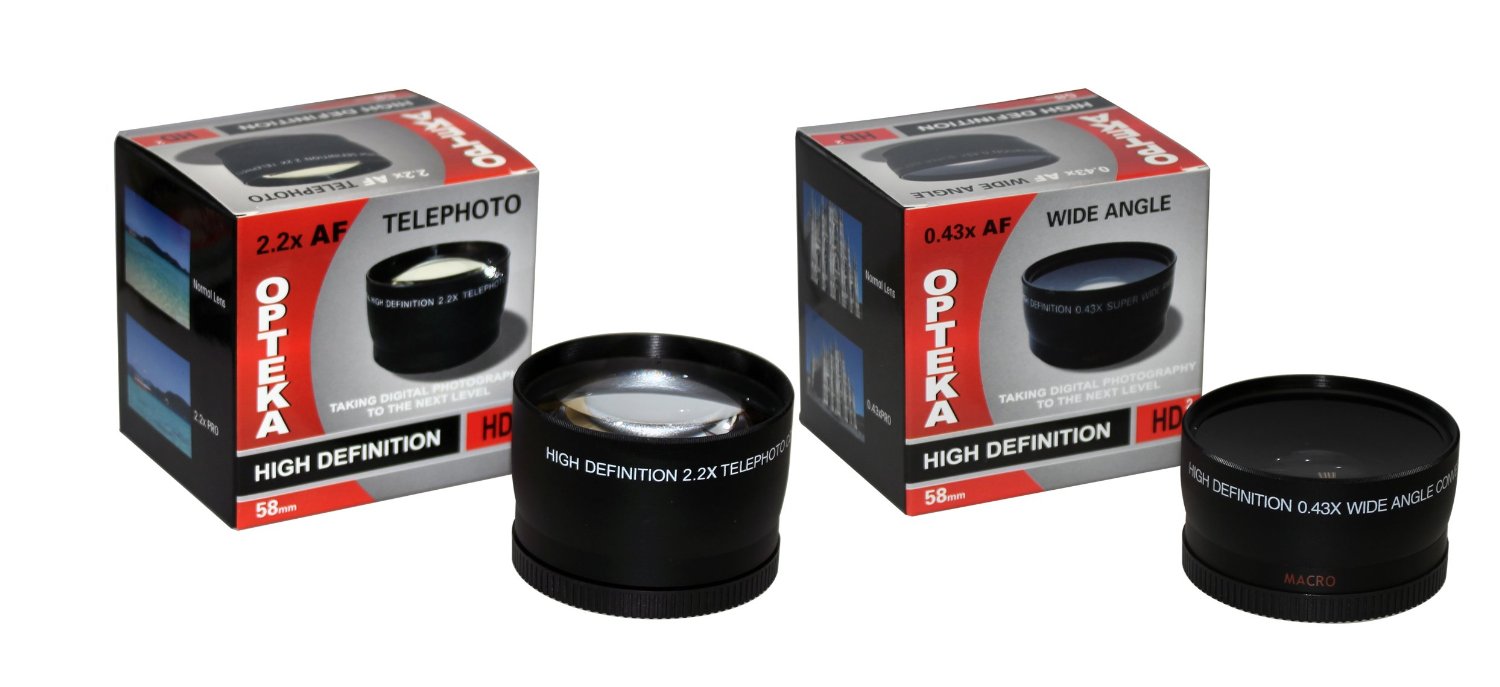 Opteka .43x High Definition Wide Angle With Macro & 2.2x Telephoto Lens ...
