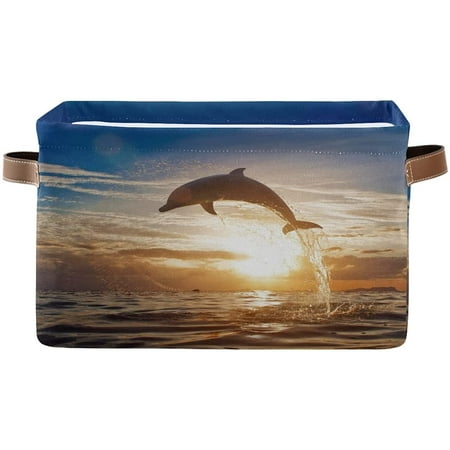 Ocean Sea Dolphin Storage Bins Basket, Animal Beach Theme Collapsible ...