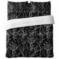 Abstract White Tree Branch on Black Queen Size Bed Set,Modern Plant ...