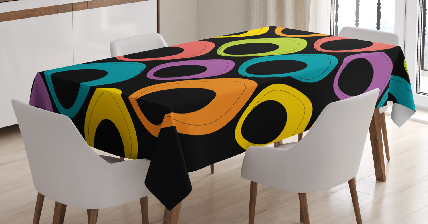Ambesonne Psychedelic Tablecloth Rectangular Table Cover, Colorful Oval ...