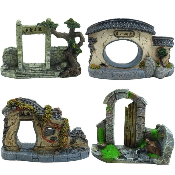 Meidiya Aquarium Chinese Style Resin Yard Door Decorations - Fish Tank ...