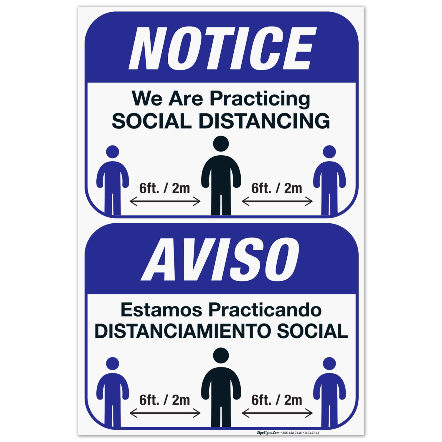 Social Distancing Bilingual Sign, Social Distancing Sign, Spanish ...