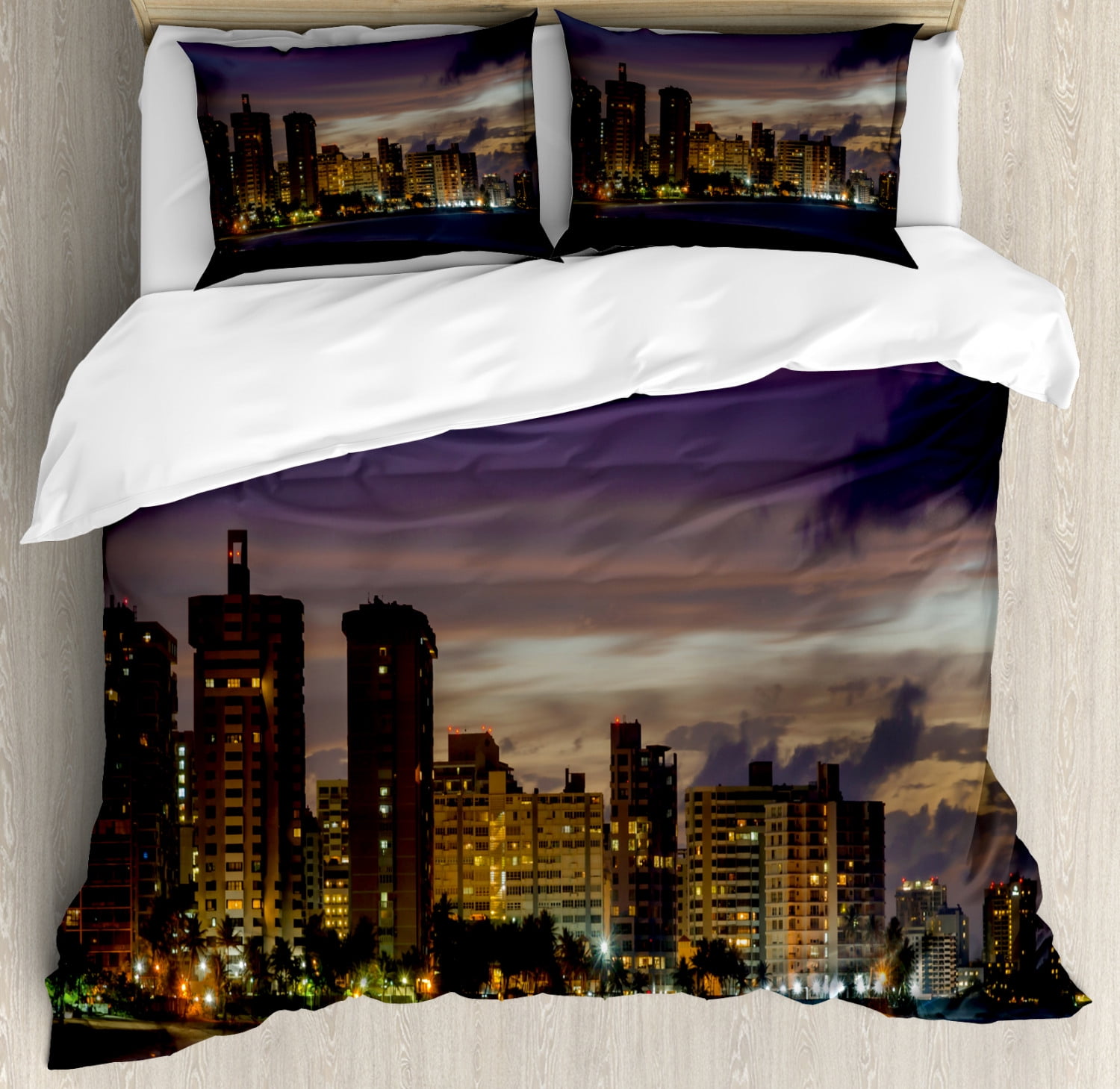 Puerto Rico Duvet Cover Set Queen Size, Skyline Ocean Park Puerto Rico ...