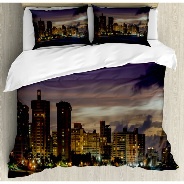 Puerto Rico Duvet Cover Set Queen Size, Skyline Ocean Park Puerto Rico ...