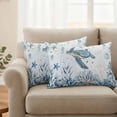 Blue Sea Turtle Coral Shells Starfish Waterproof Throw Pillow Covers ...